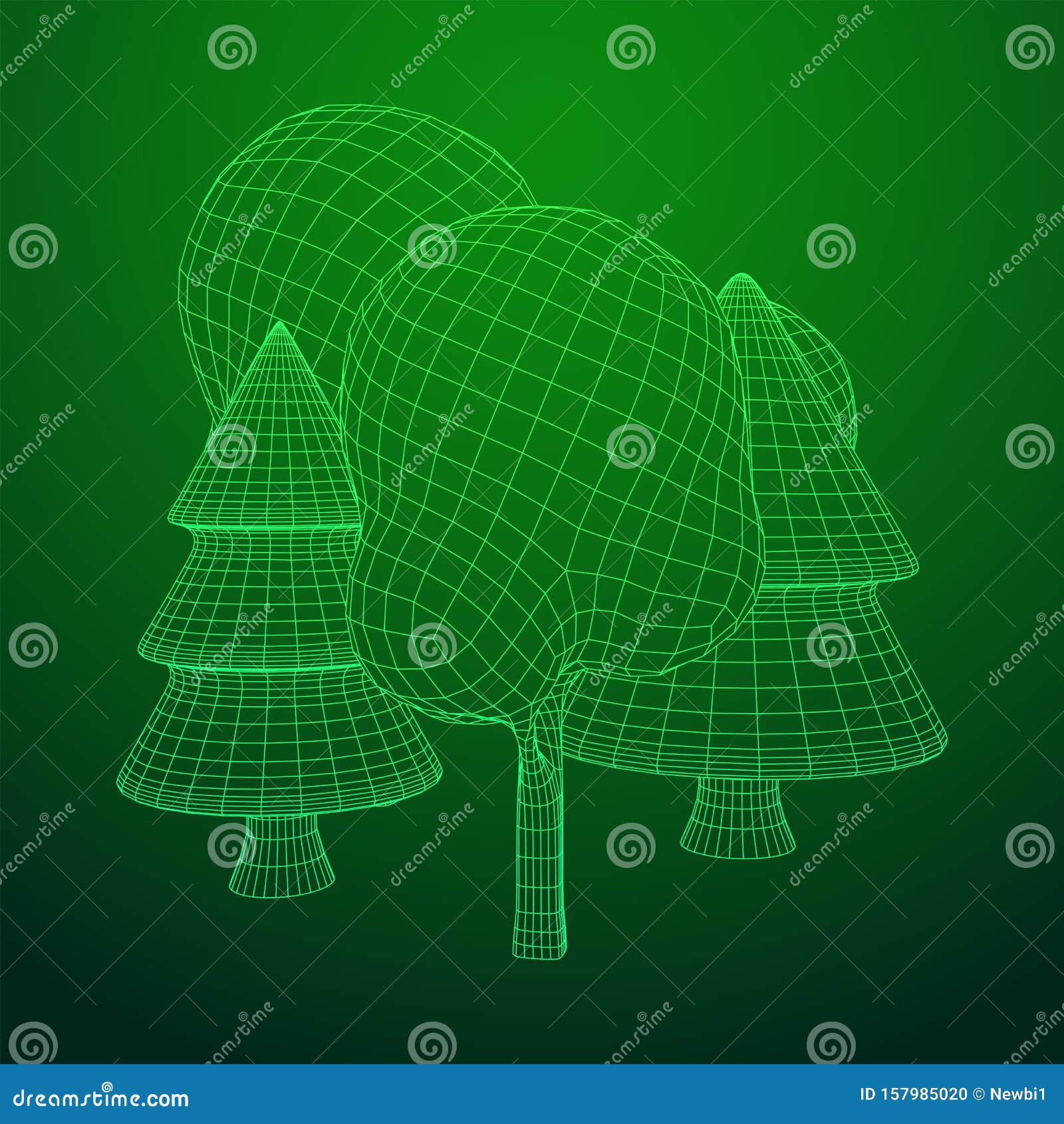Mesh Image of Trees. Low Poly Background Stock Vector - Illustration of ...