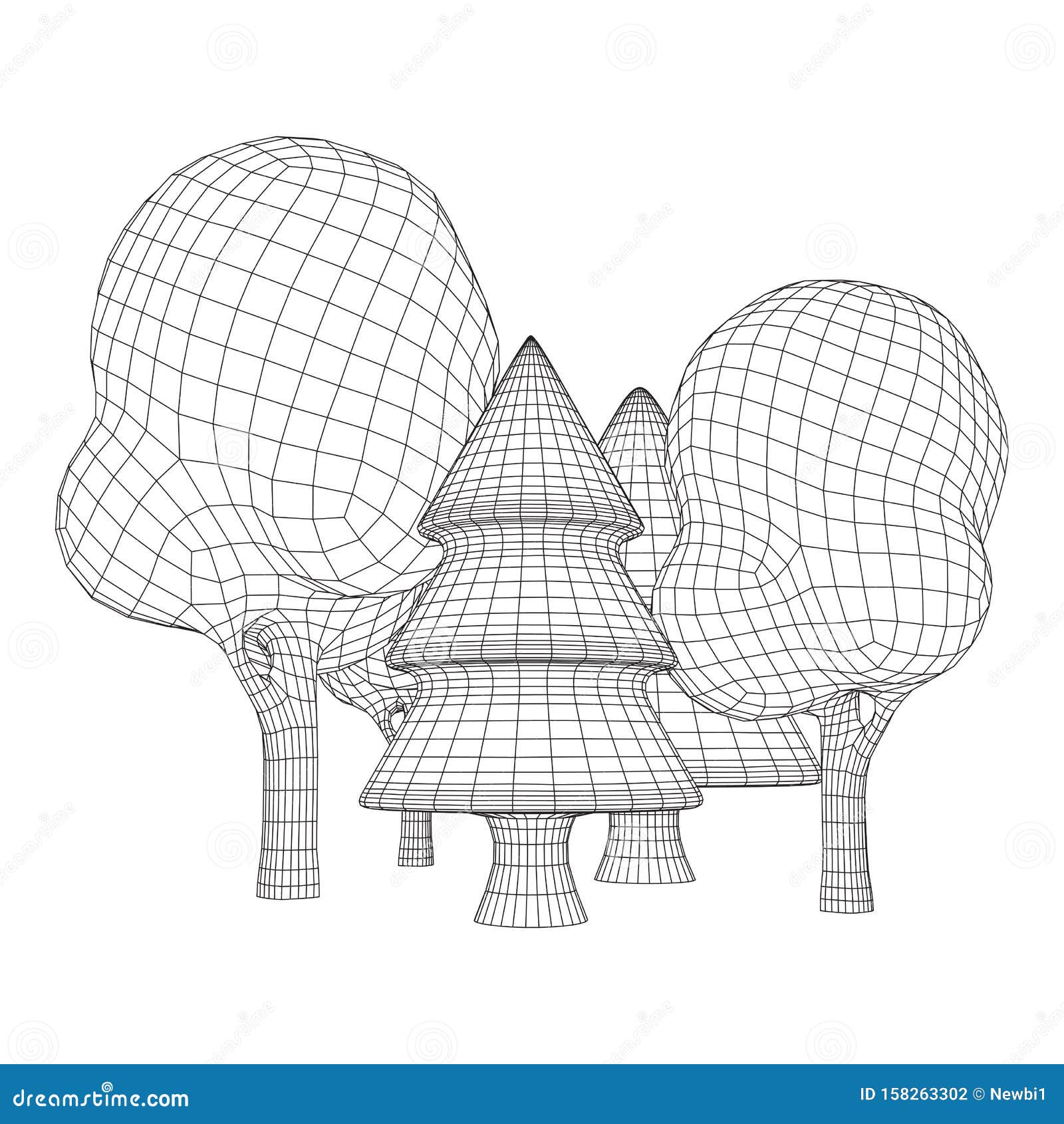 Mesh Image of Trees. Low Poly Background Stock Vector - Illustration of ...