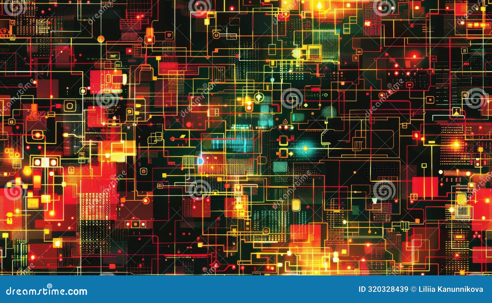 A Mesh of Interconnected Technology Particles and Lines, Illuminated ...