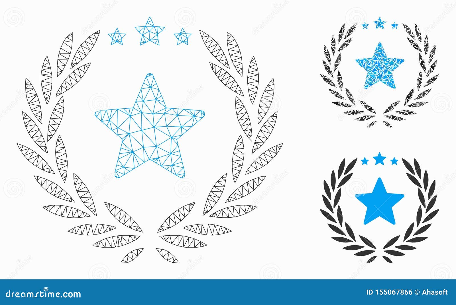 Laurel Star Emblem Vector Mesh 2D Model and Triangle Mosaic Icon Stock ...
