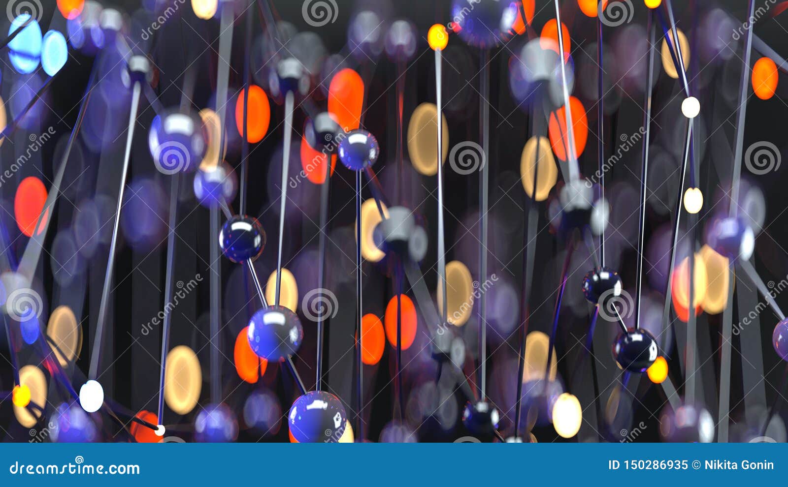 Mesh of Linked Spheres Closeup 3D Render Stock Illustration ...