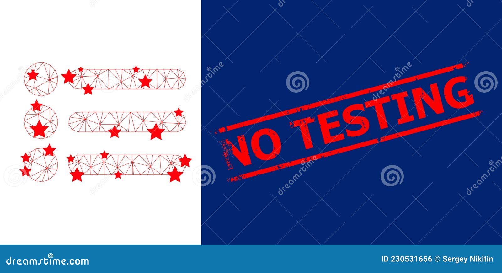 No Testing Textured Seal and List Items Polygonal Mesh Stock Vector ...