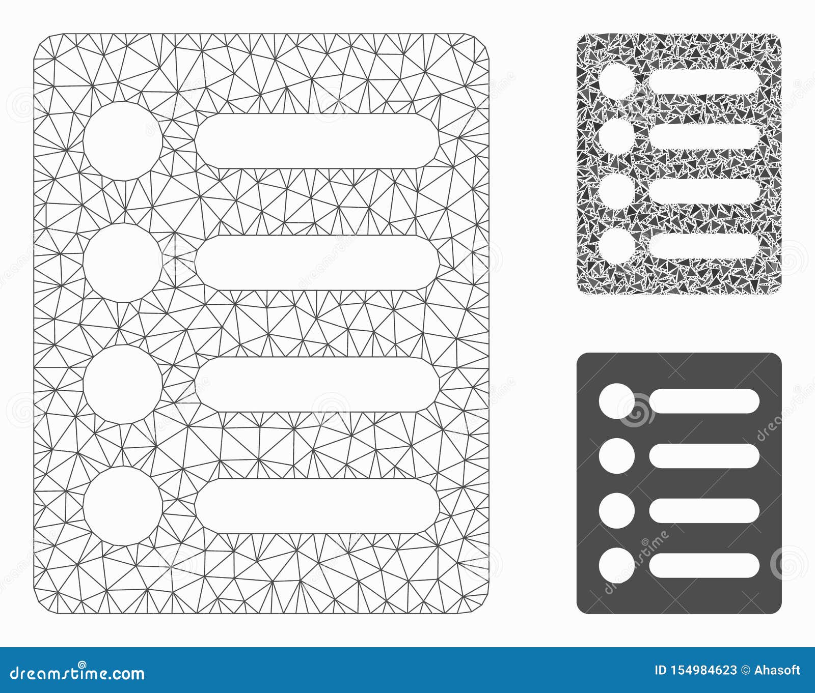 List Vector Mesh 2d Model And Triangle Mosaic Icon Stock Vector Illustration Of Items Mark