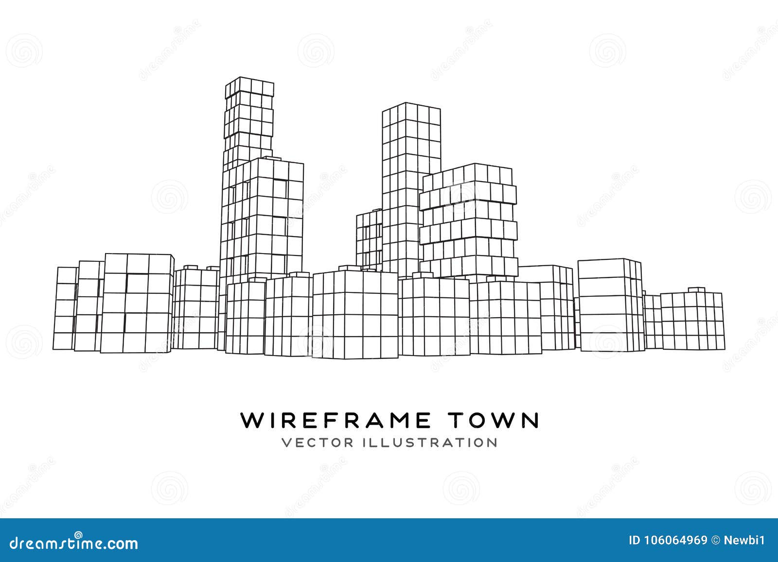 Mesh Cubes City Array stock vector. Illustration of parallelepiped ...