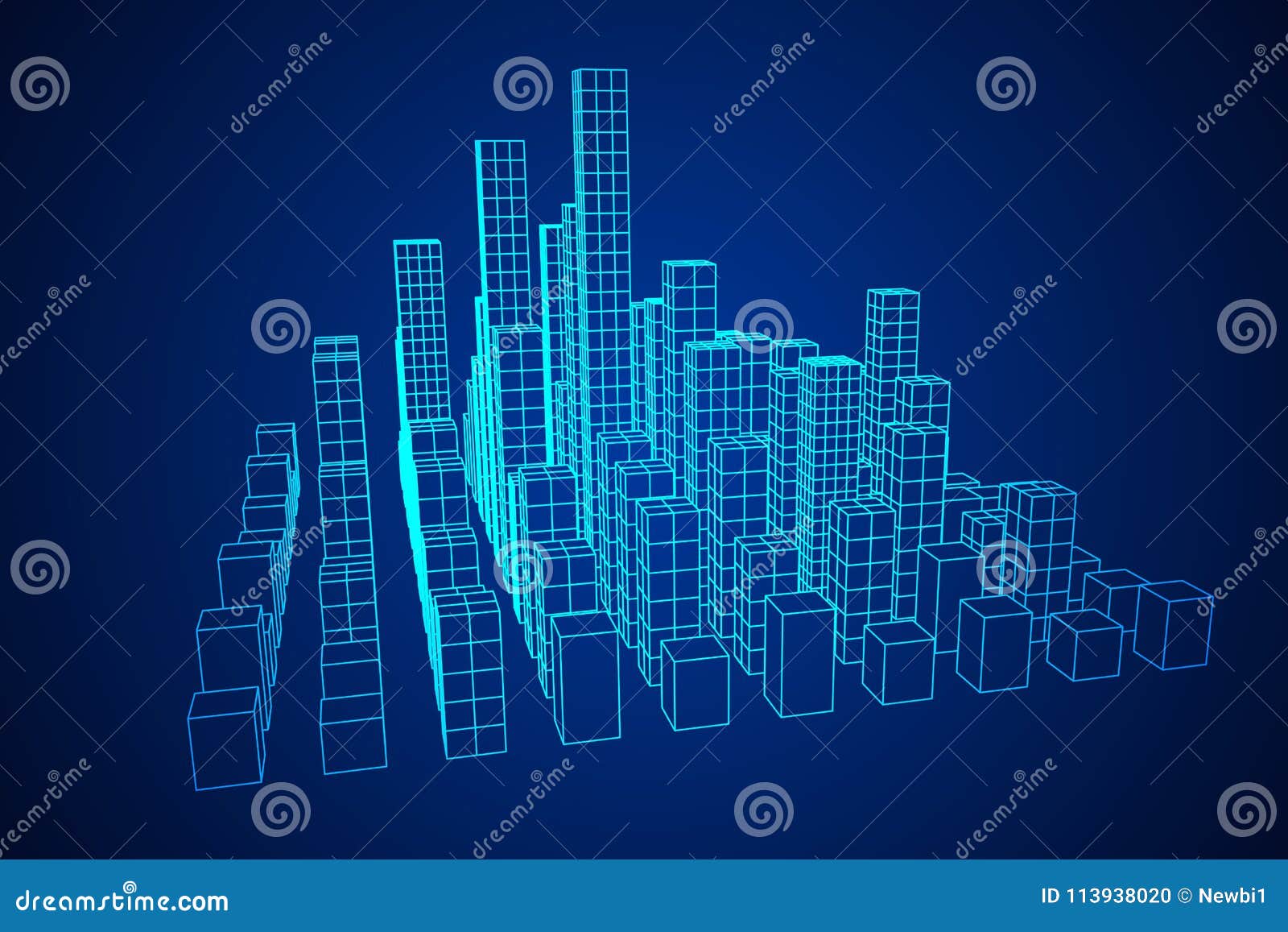 Mesh Cubes City Array stock vector. Illustration of shape - 113938020