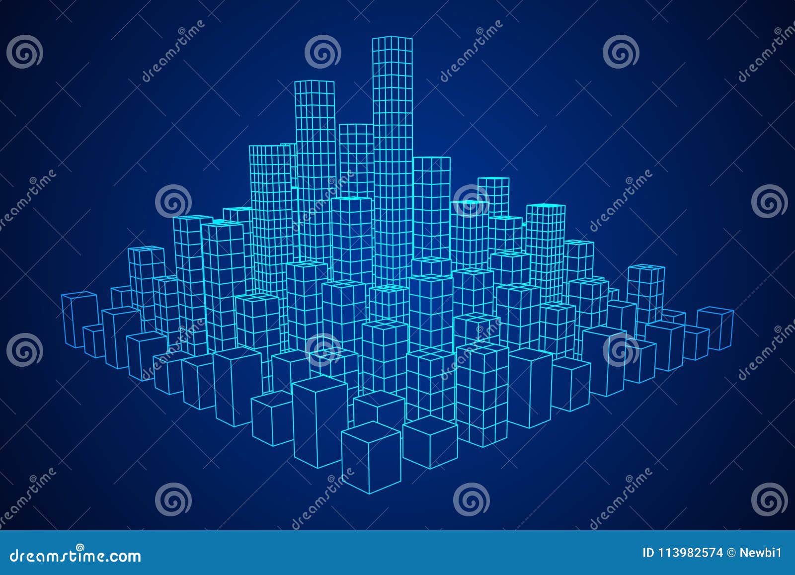 Mesh Cubes City Array stock vector. Illustration of mesh - 113982574