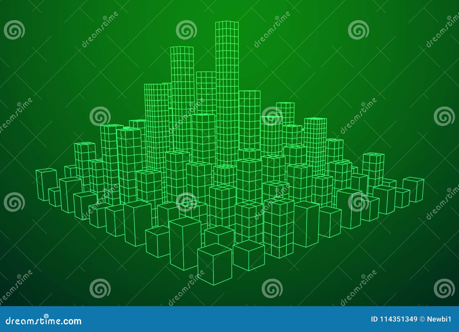 Mesh Cubes City Array stock vector. Illustration of border - 114351349
