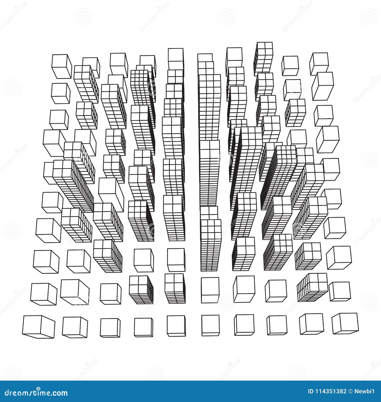 Mesh Cubes City Array stock vector. Illustration of border - 114351382