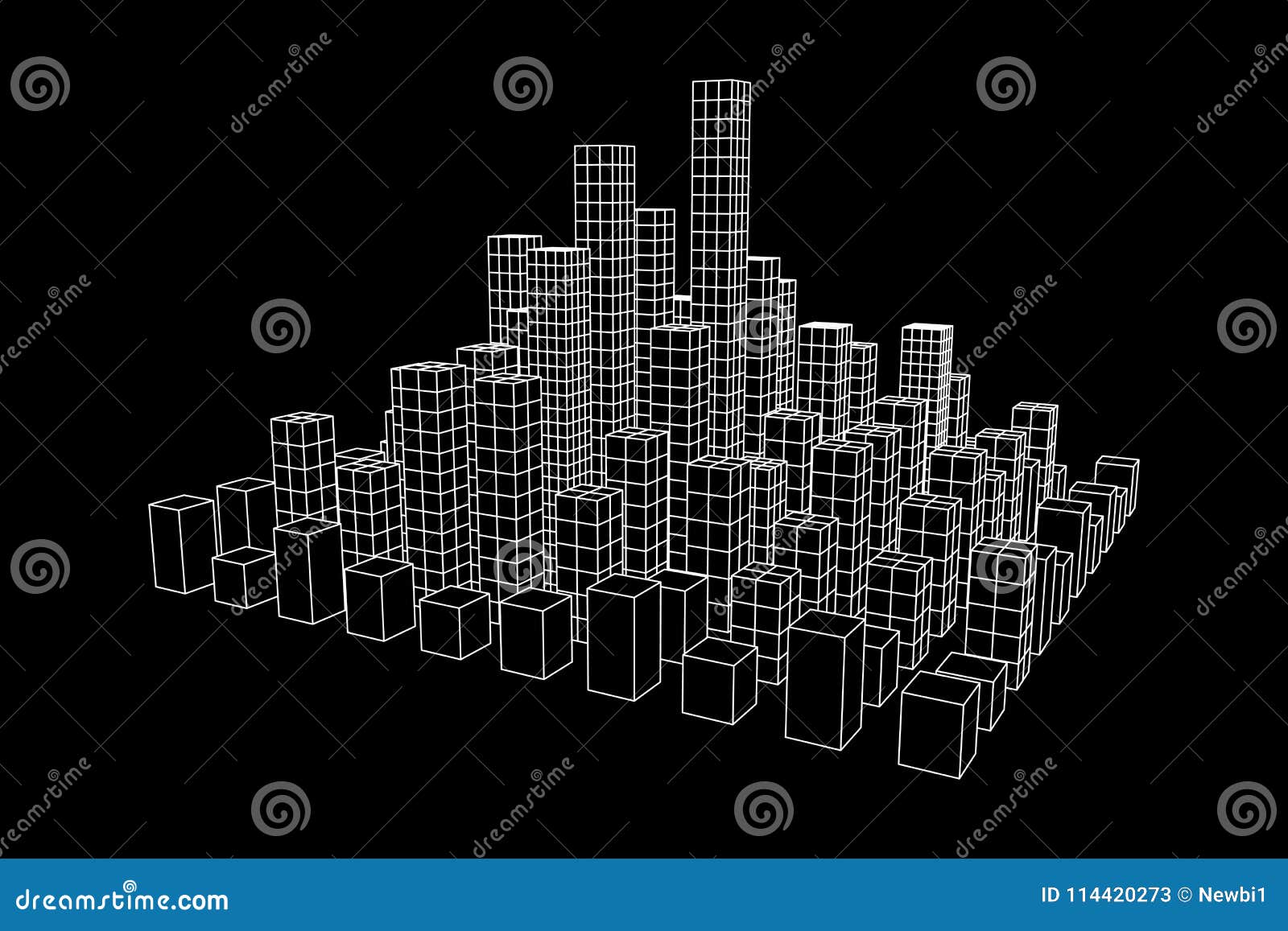 Mesh Cubes City Array stock vector. Illustration of data - 114420273