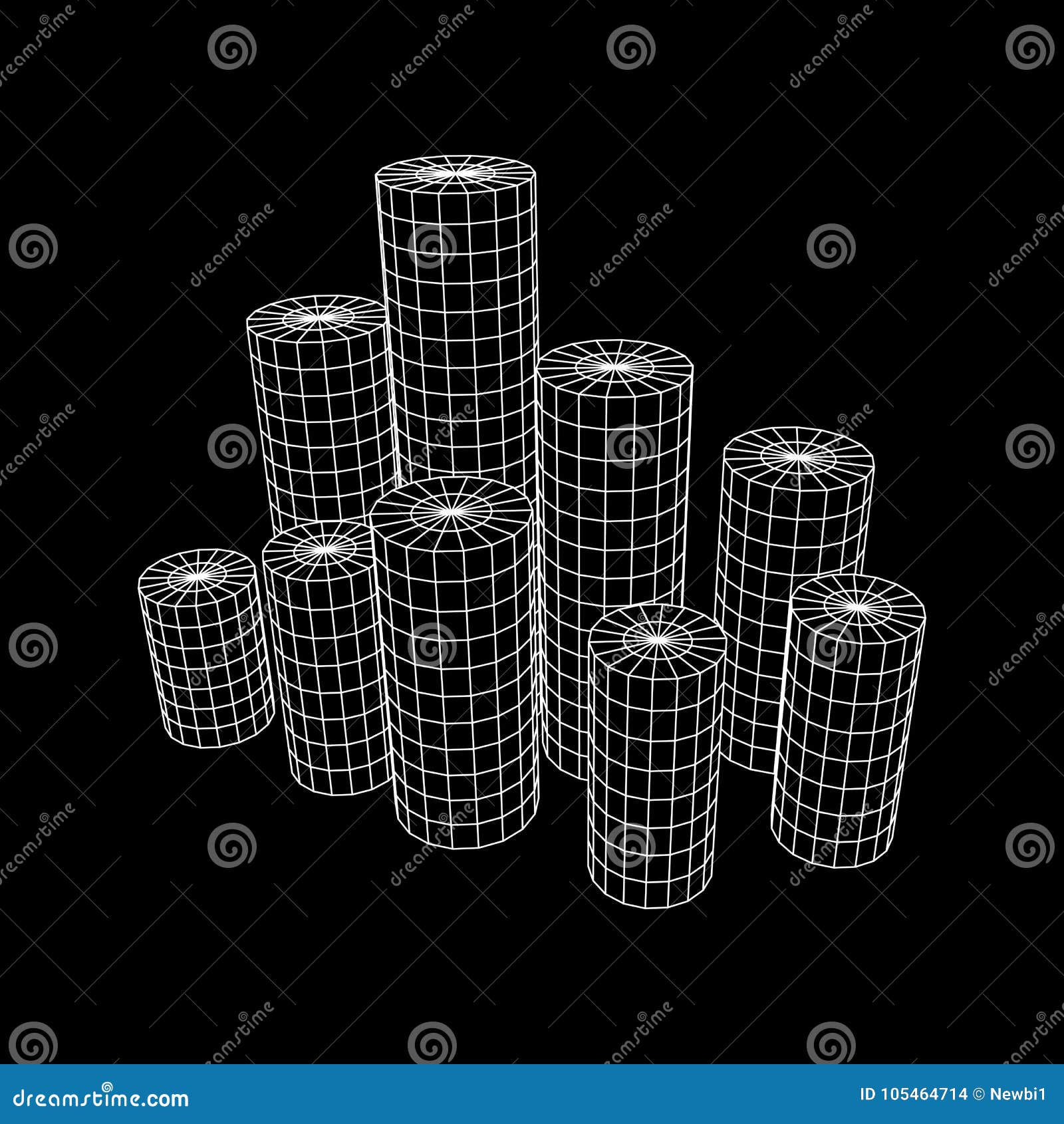 Mesh Cylinder City Array stock vector. Illustration of cylinder - 105464714