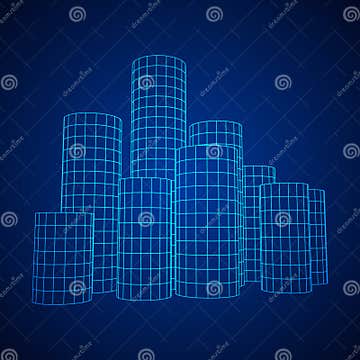 Mesh Cylinder City Array stock vector. Illustration of form - 105829193