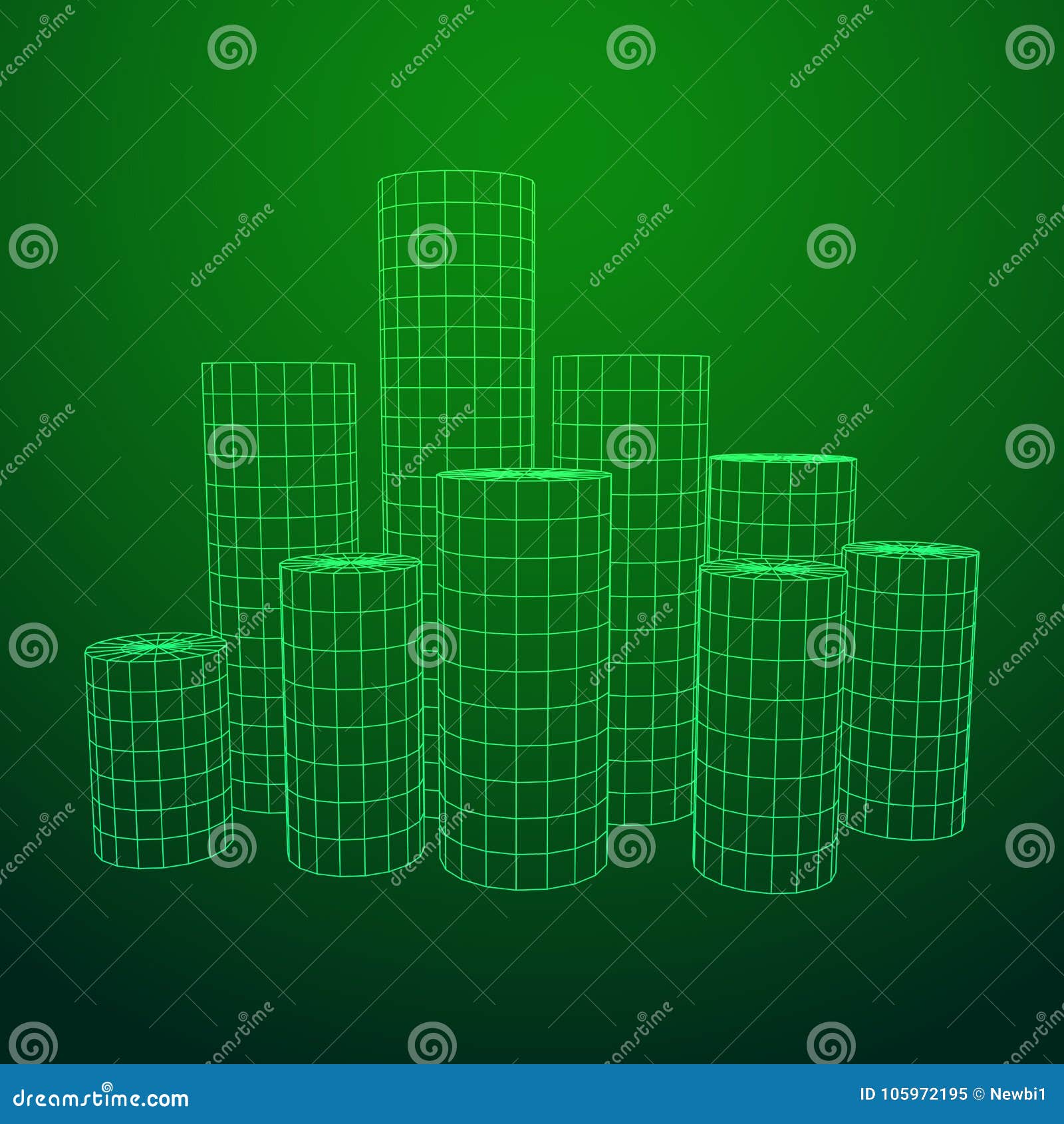 Mesh Cylinder City Array stock vector. Illustration of fractal - 105972195