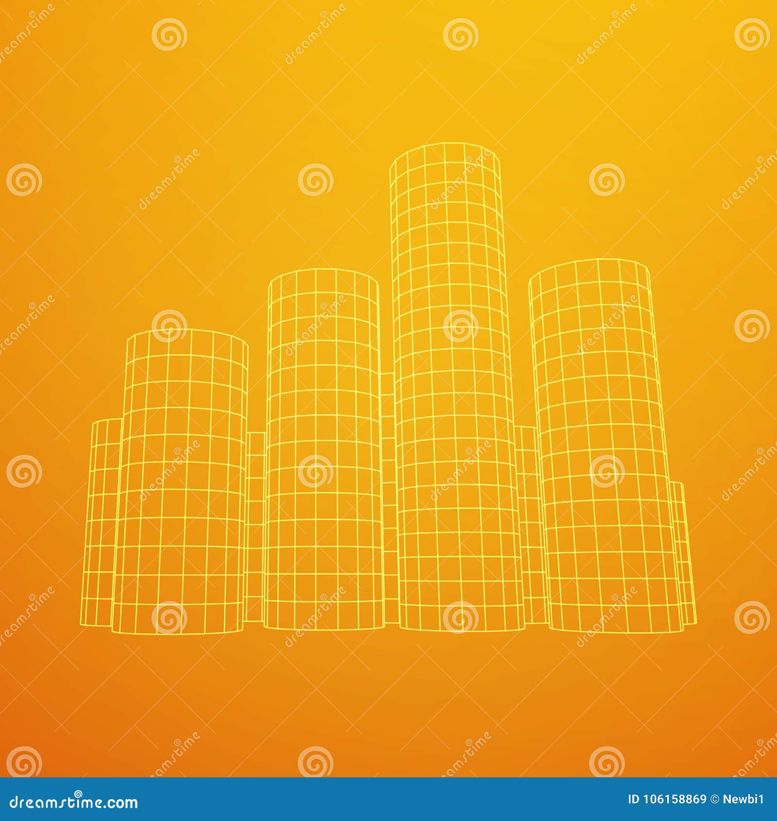 Mesh Cylinder City Array stock vector. Illustration of cylinder - 106158869