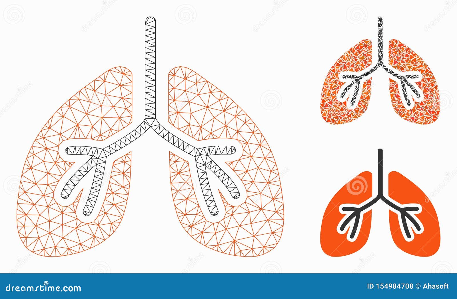 Lungs Vector Mesh 2D Model and Triangle Mosaic Icon Stock Vector ...