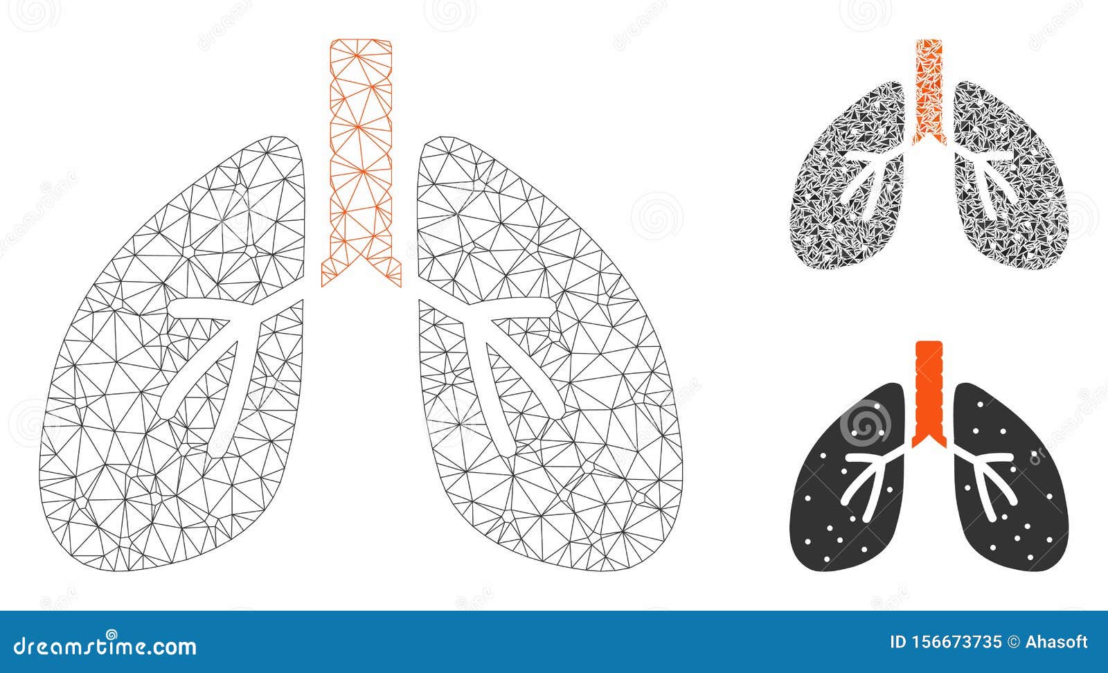 Lungs Vector Mesh Carcass Model and Triangle Mosaic Icon Stock Vector ...