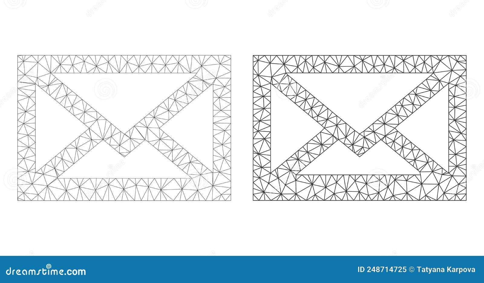 Mesh Mail Envelope Icon Versions in Polygonal Flat Vector Style Stock ...