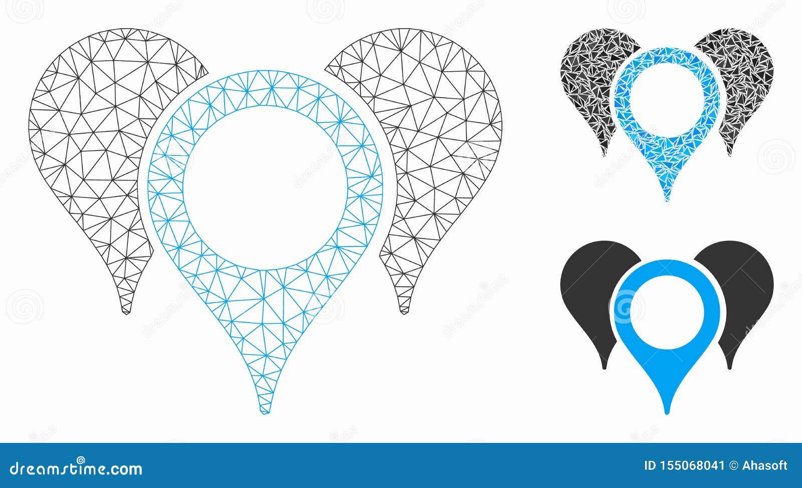 Map Markers Vector Mesh Network Model and Triangle Mosaic Icon Stock ...