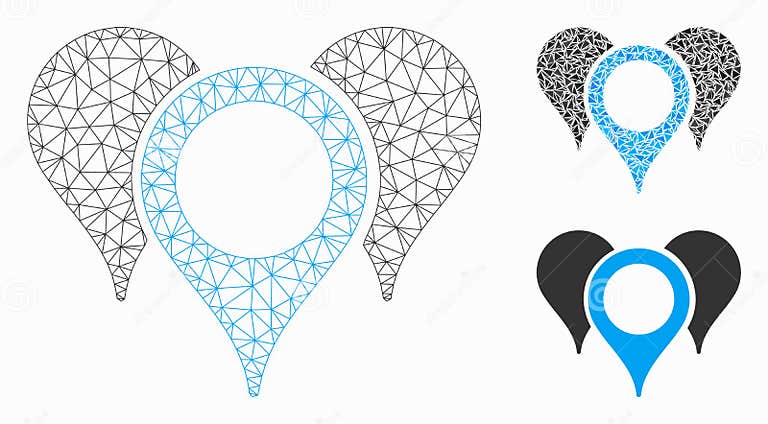 Map Markers Vector Mesh Network Model and Triangle Mosaic Icon Stock ...