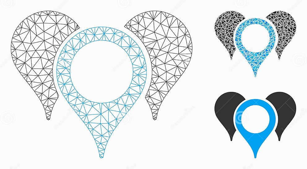 Map Markers Vector Mesh Network Model and Triangle Mosaic Icon Stock ...