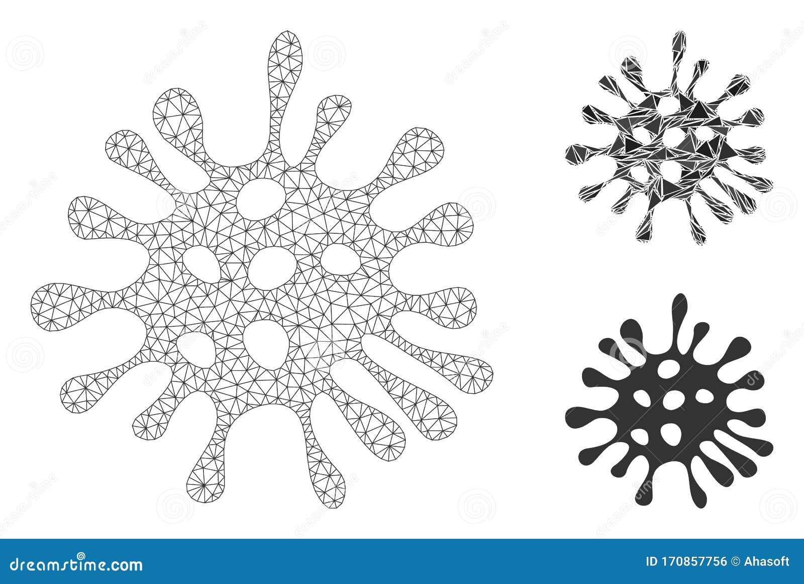 Microbe Vector Mesh Carcass Model and Triangle Mosaic Icon Stock Vector ...