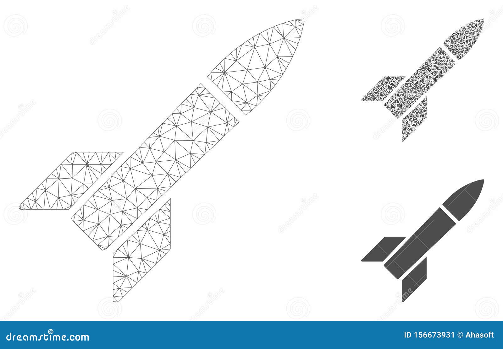 Missile Vector Mesh Carcass Model and Triangle Mosaic Icon Stock Vector ...