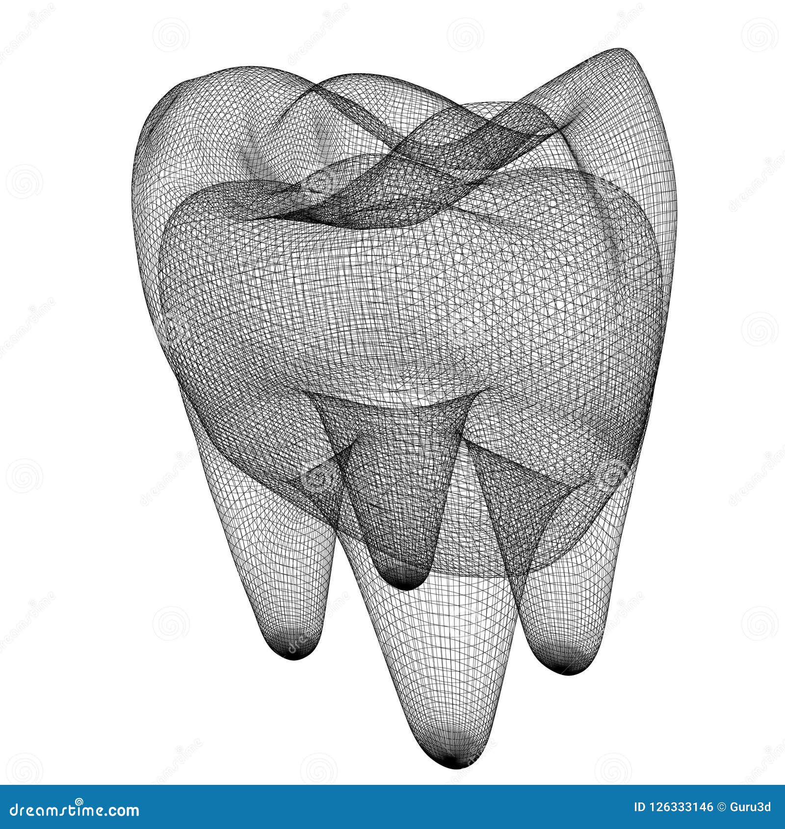 Mesh Model of Tooth. 3d Illustration Stock Illustration - Illustration ...