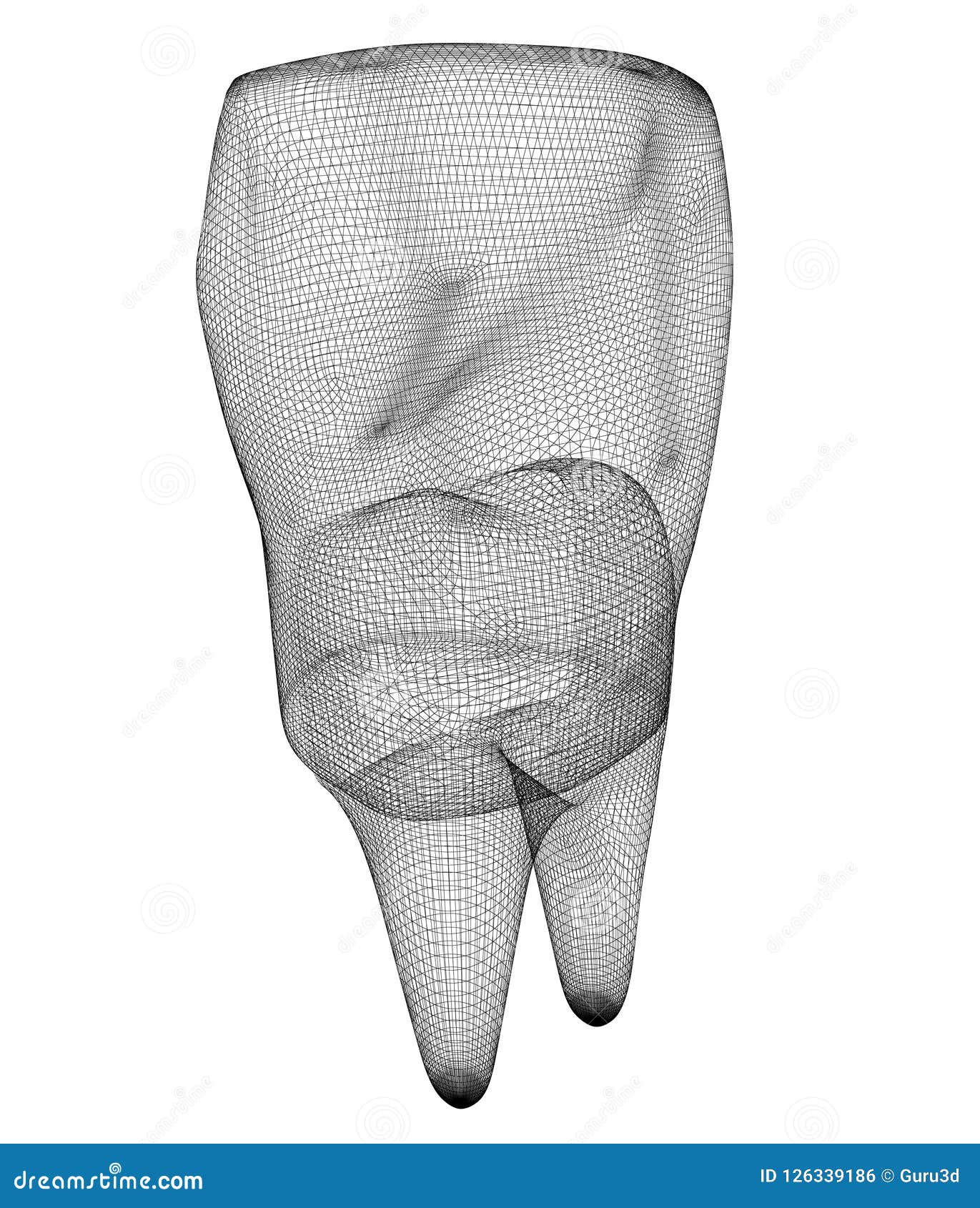 Mesh Model of Tooth. 3d Illustration Stock Illustration - Illustration ...
