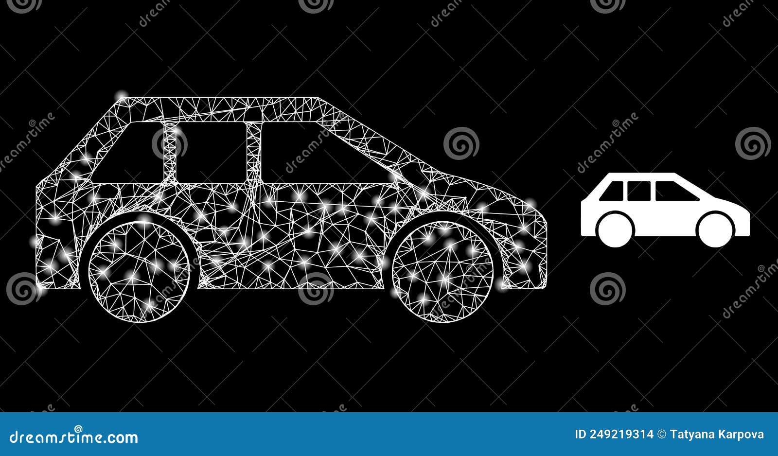 Network Car Web Mesh Icon with Glare Lightspots Stock Vector ...
