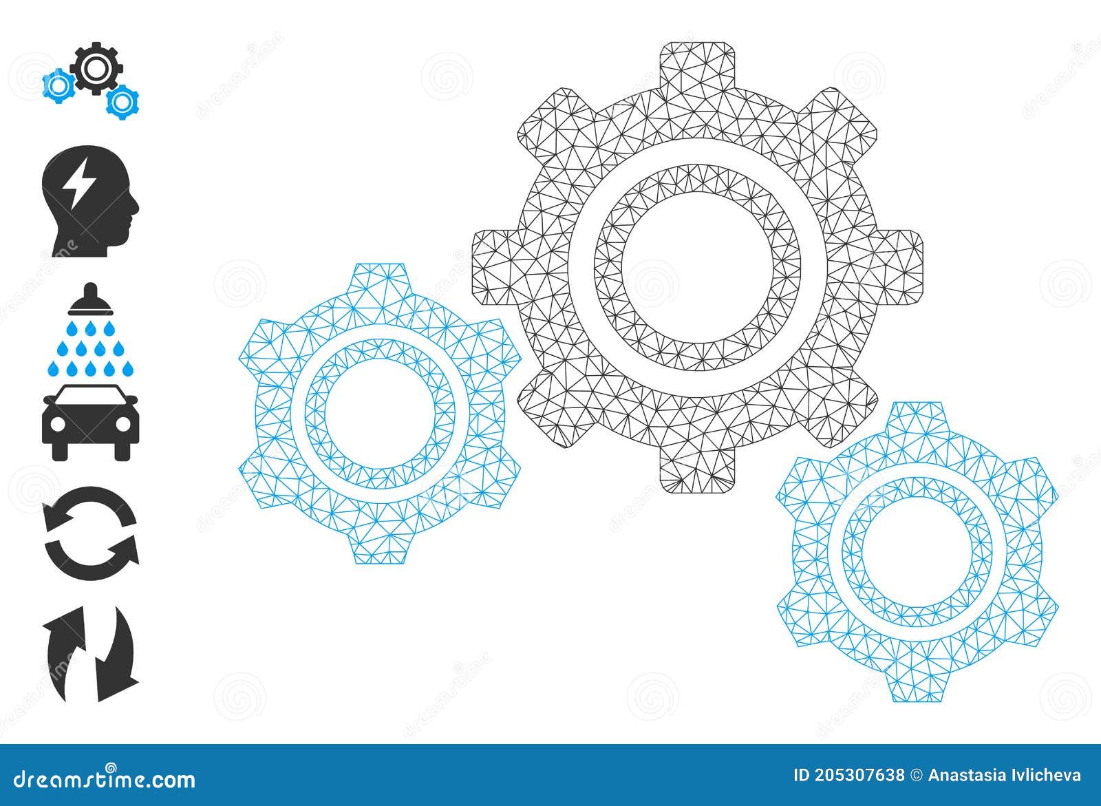 Web Network Gears Icon with Simple Symbols Stock Vector - Illustration ...