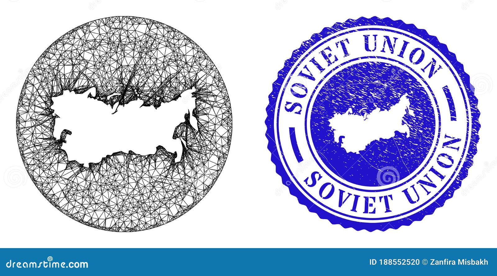 Mesh Net Hole Soviet Union Map and Scratched Round Seal Stock Vector ...