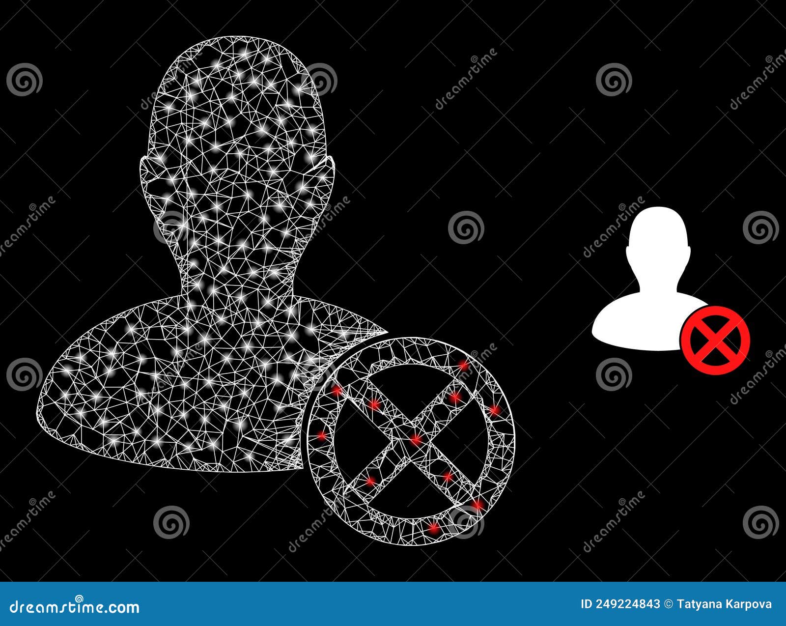 Hatched Reject User Mesh Icon with Glare Lightspots Stock Vector ...