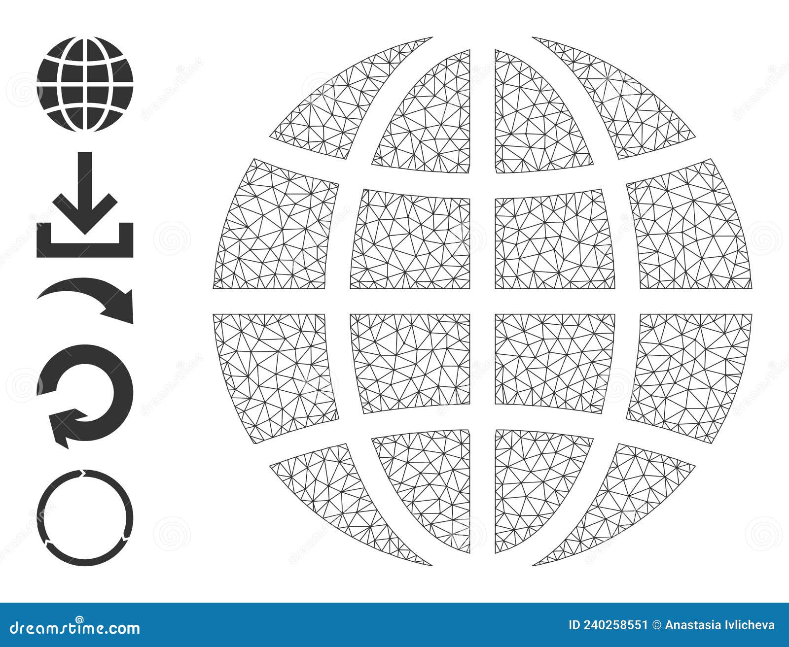 Mesh Network Globe Icon stock vector. Illustration of linear - 240258551