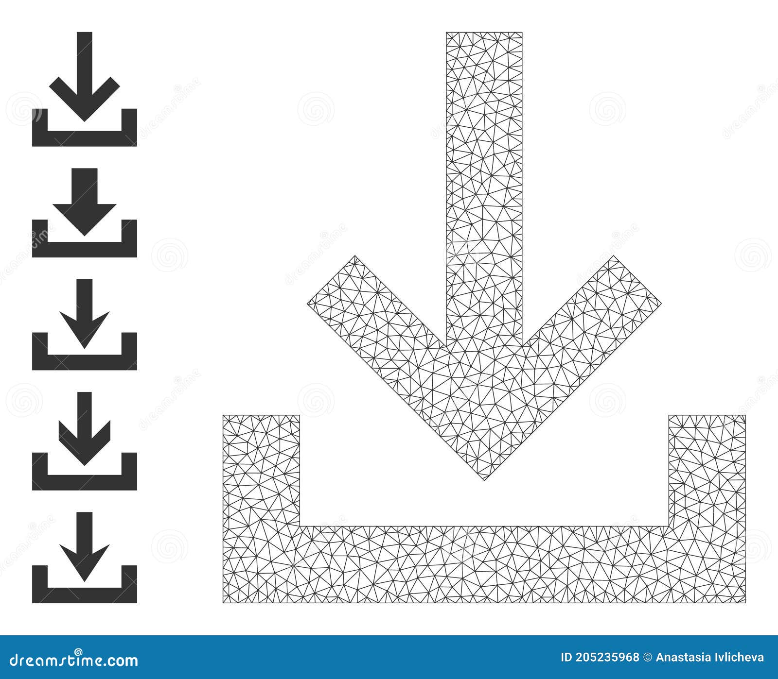 Polygonal Mesh Inbox Icon with Simple Glyphs Stock Vector ...