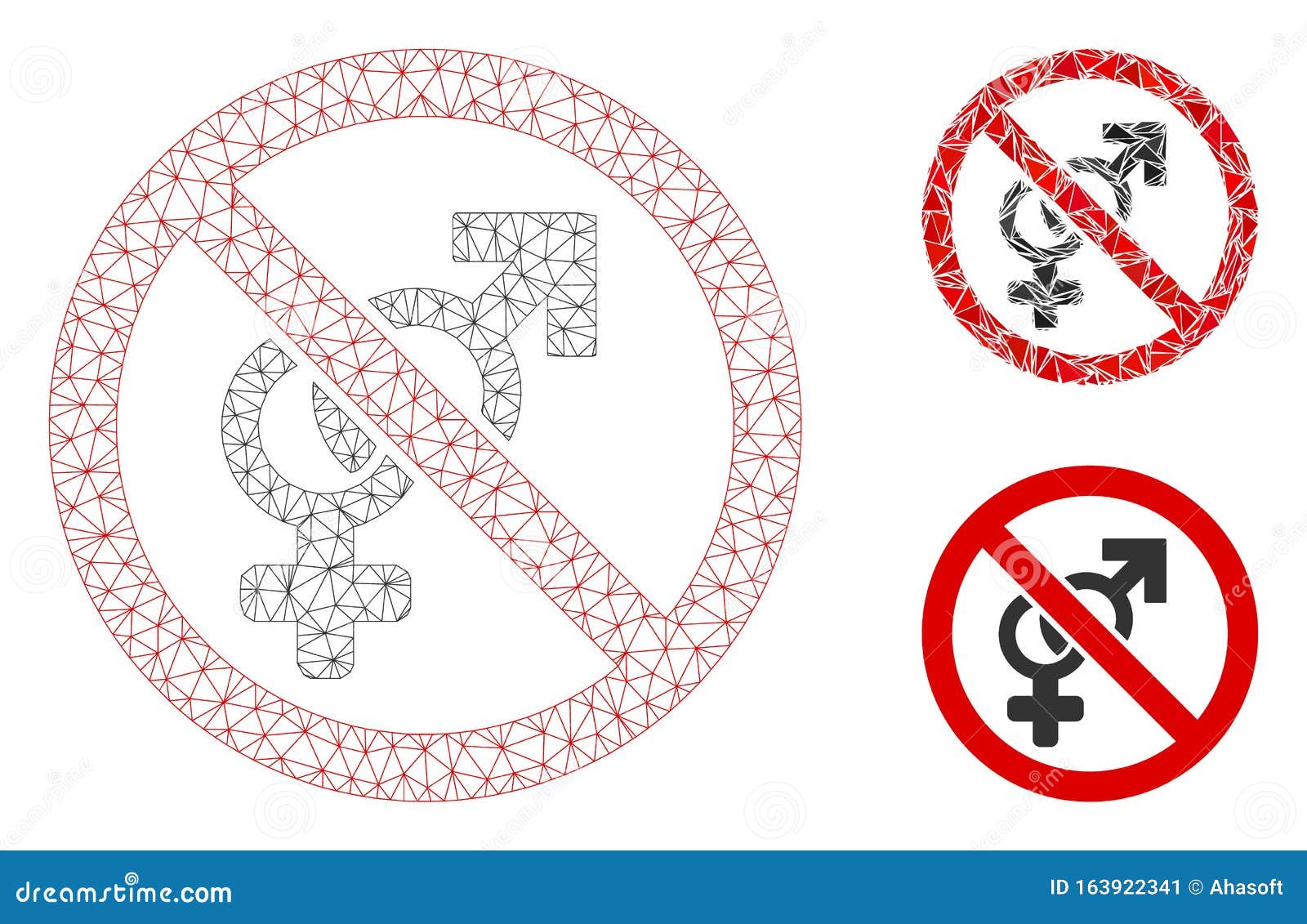 No Sex Vector Mesh 2D Model and Triangle Mosaic Icon Stock Illustration ...