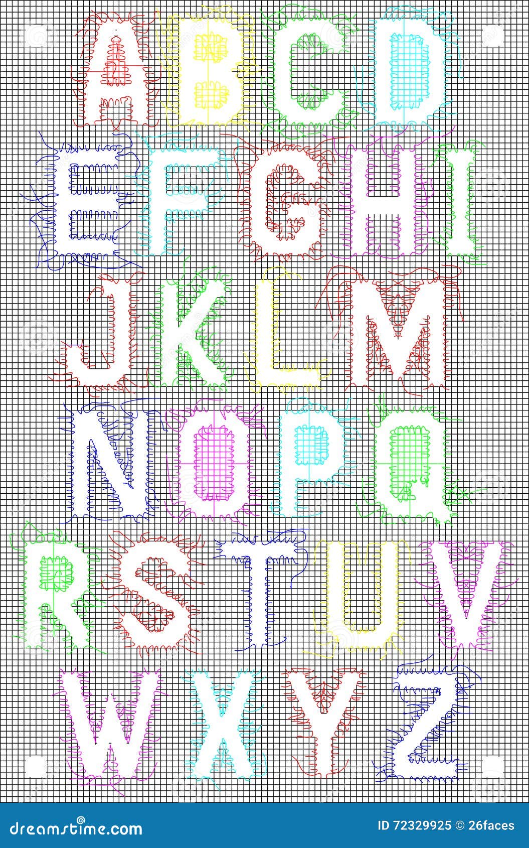 Mesh Pattern with Alphabet Set Ilustración del Vector - Ilustración de ...