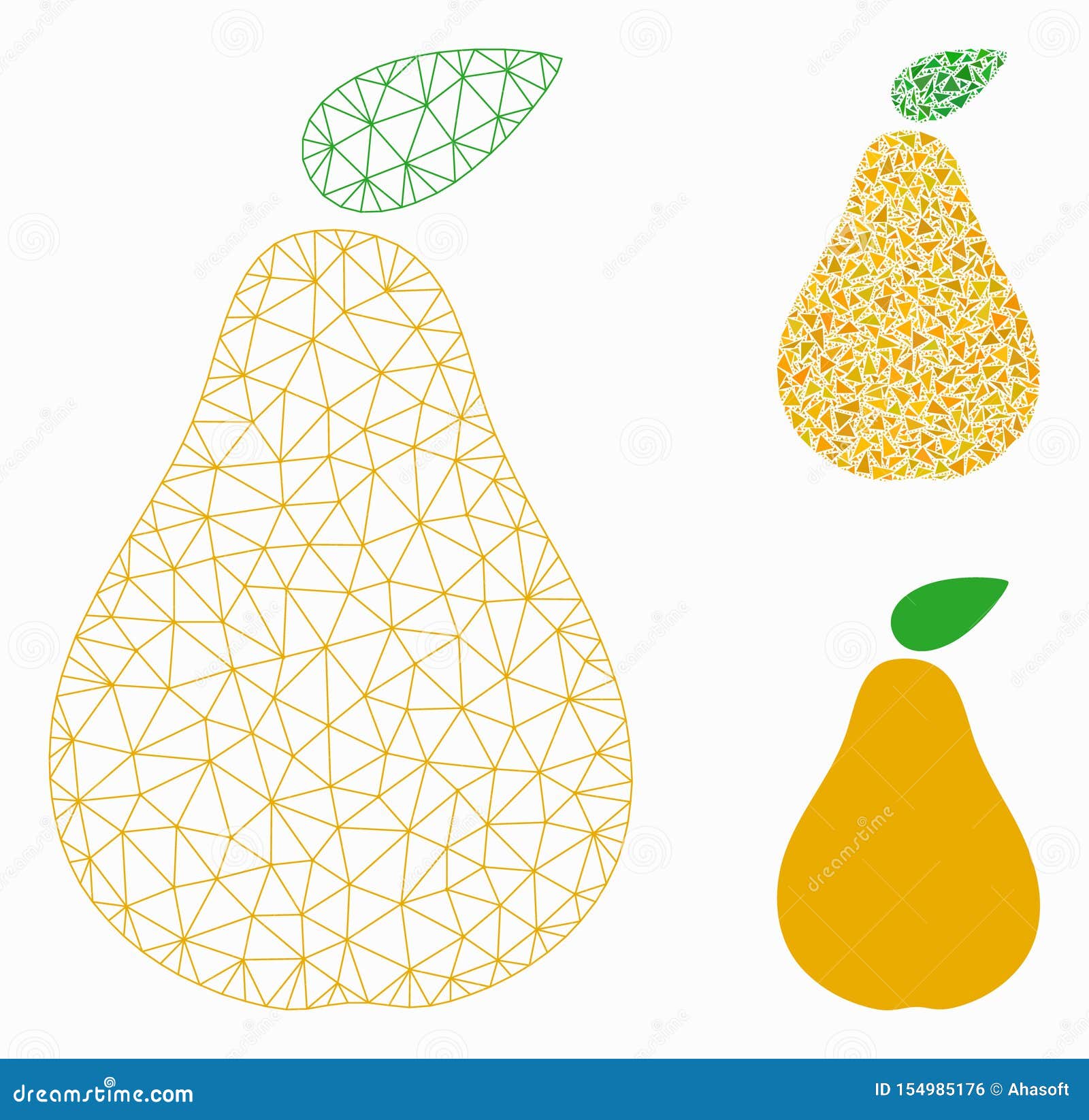 Pear Vector Mesh Network Model and Triangle Mosaic Icon Stock Vector ...