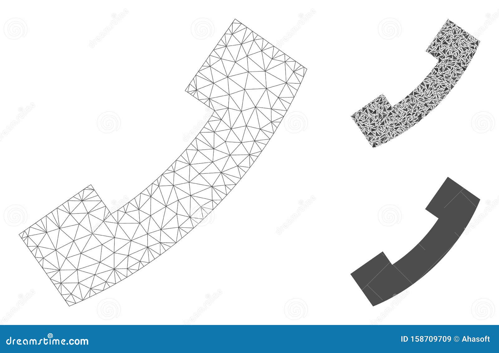 Phone Vector Mesh Wire Frame Model and Triangle Mosaic Icon Stock ...
