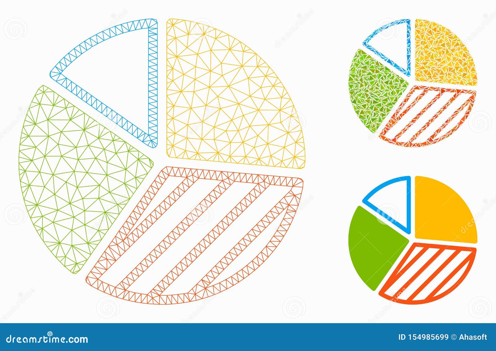 Pie Chart Vector Mesh Carcass Model and Triangle Mosaic Icon Stock ...