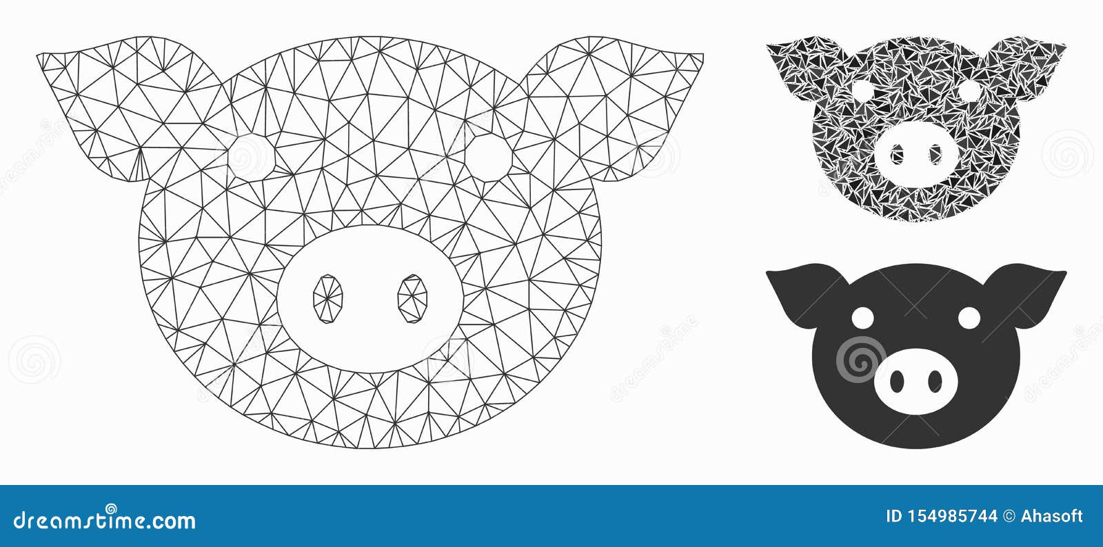 Pig Head Vector Mesh 2D Model and Triangle Mosaic Icon Stock Vector ...