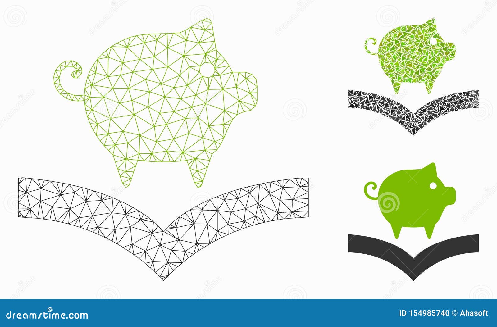 Pig Knowledge Vector Mesh Network Model and Triangle Mosaic Icon Stock ...