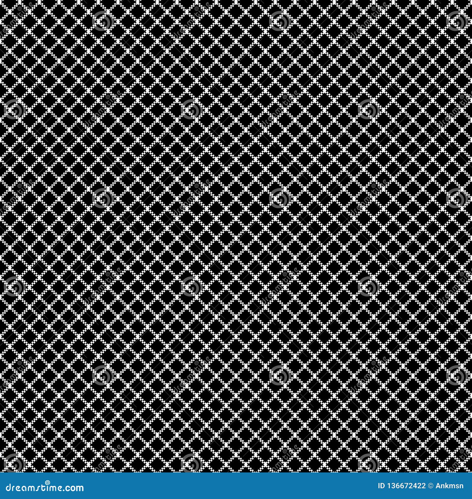 Mesh Pixel Ornament Black Seamless Pattern Stock Vector - Illustration ...