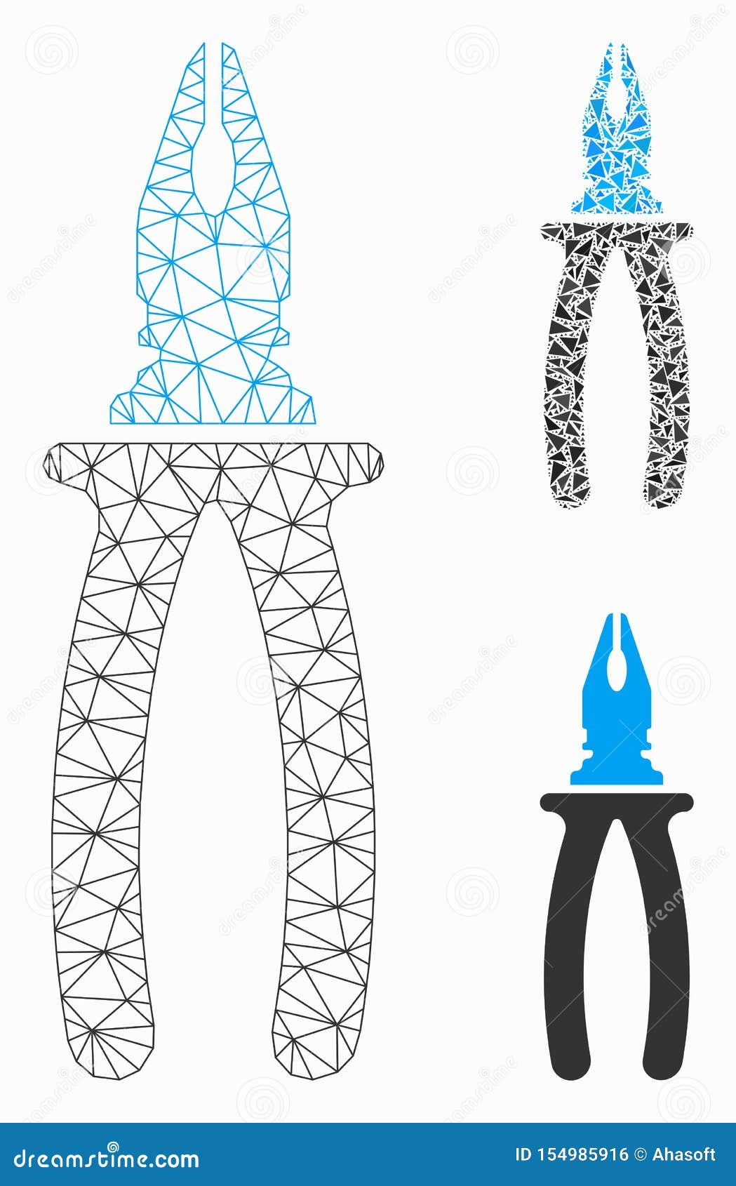 Pliers Vector Mesh 2D Model and Triangle Mosaic Icon Stock Vector ...