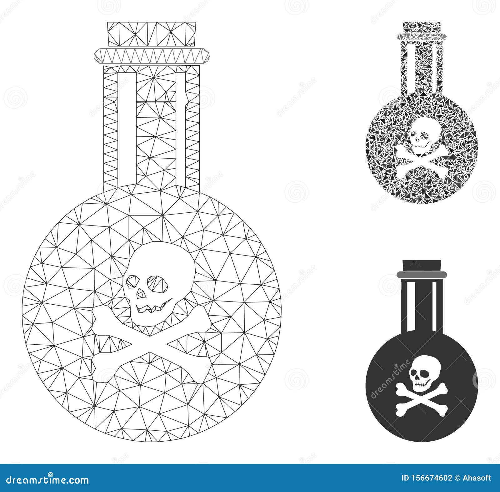 Poison Vector Mesh Wire Frame Model and Triangle Mosaic Icon Stock ...