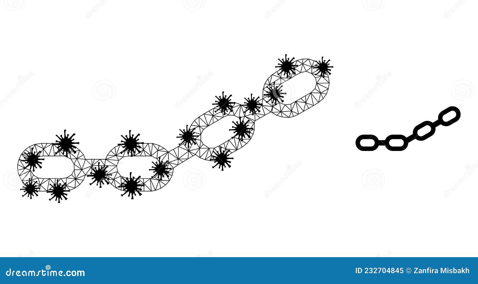 Triangulated Mesh Chain Icons with Flu Centers Stock Vector ...