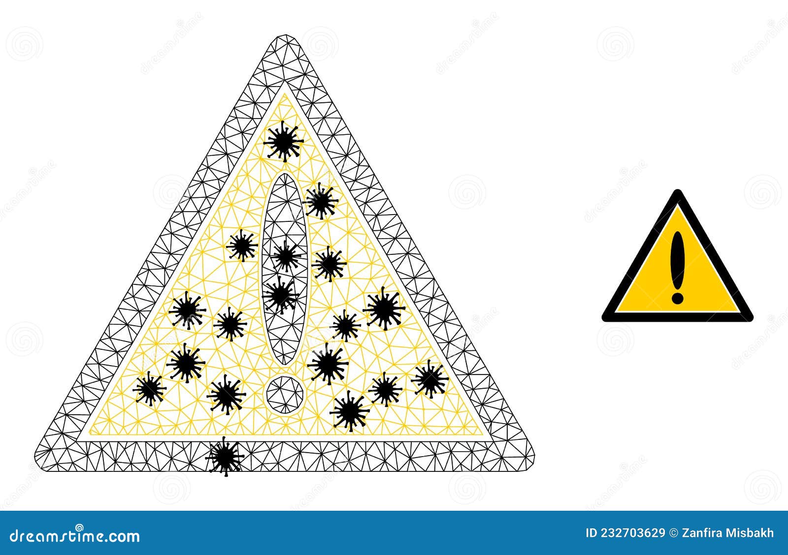 Triangulated Mesh Danger Triangle Pictograms with Flu Nodes Stock ...