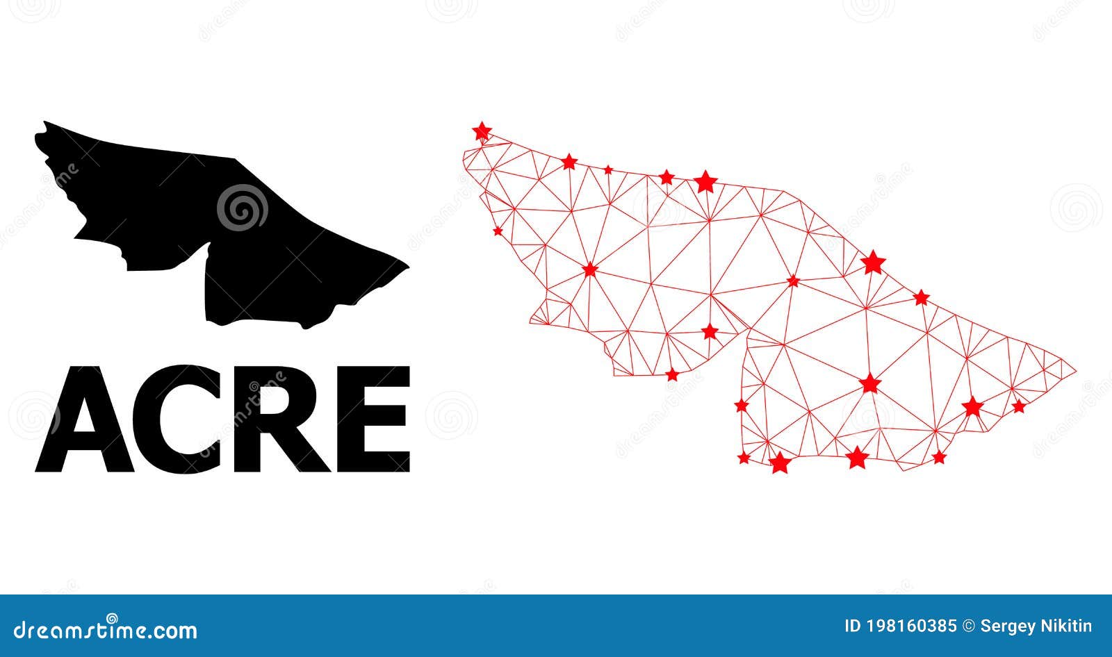 Mesh Polygonal Map of Acre State with Red Stars Stock Vector - Illustration of geometric ...