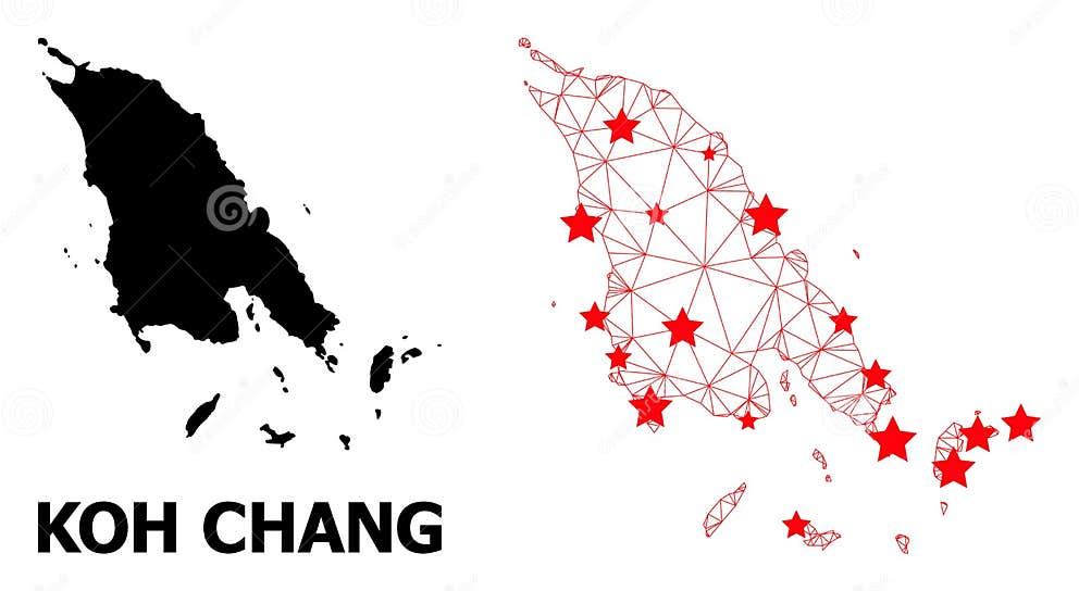 Mesh Polygonal Map of Koh Chang with Red Stars Stock Vector ... Mesh Polygonal Map of Koh Chang with Red Stars Stock Vector ...