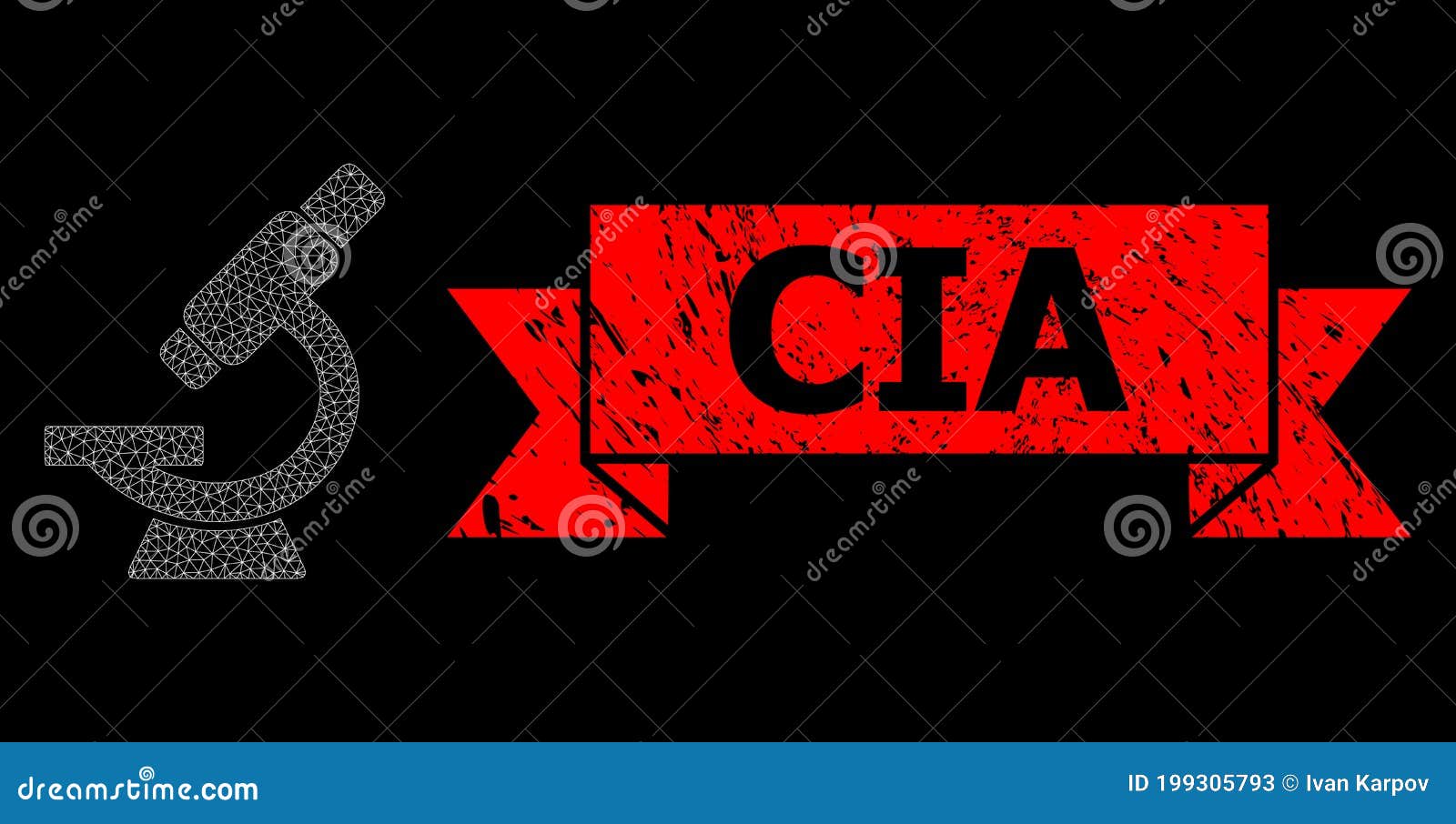 Scratched CIA Stamp Seal and Polygonal Network Microscope Stock Vector ...