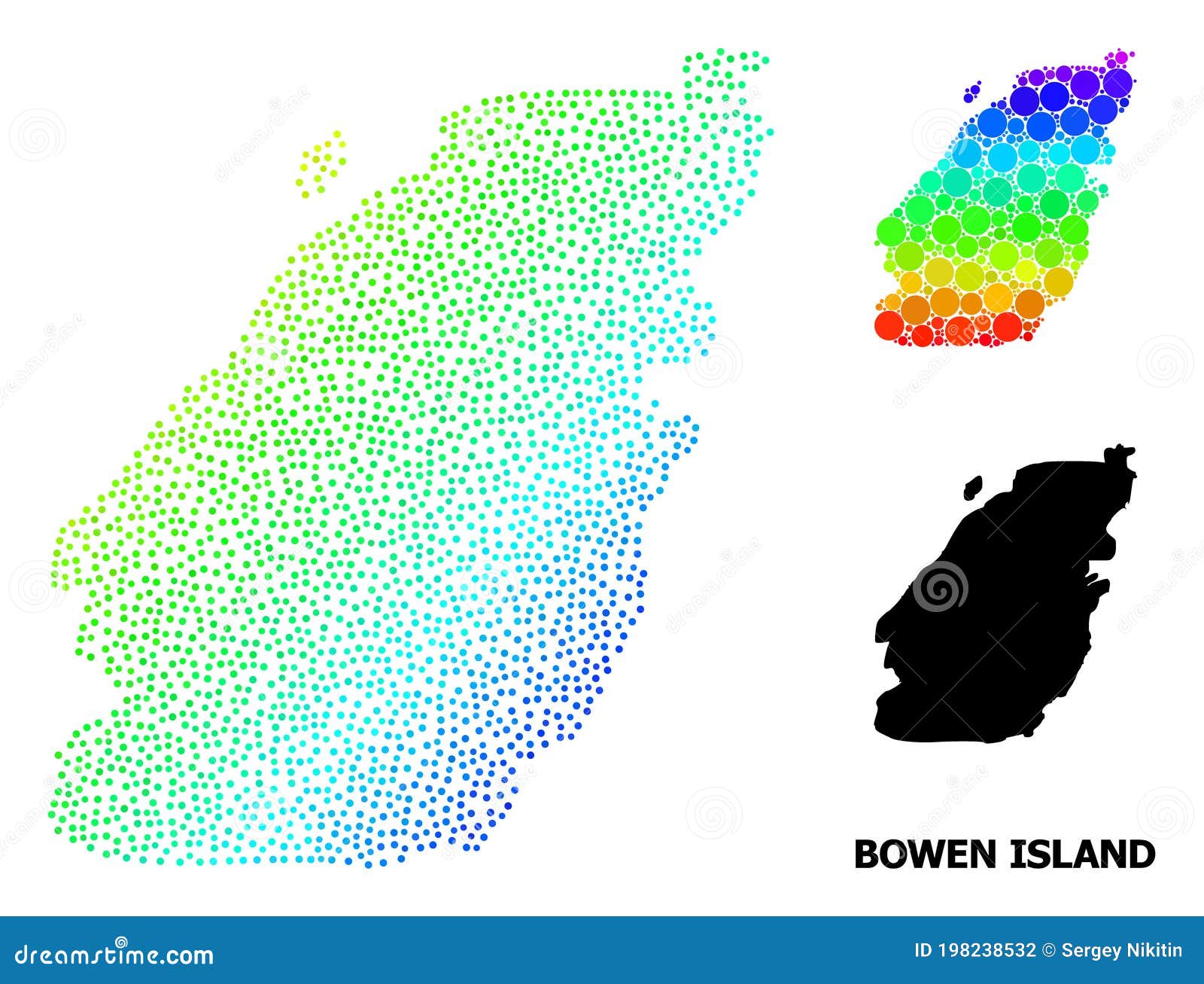 Carcass Polygonal Map of Bowen Island with Red Stars Stock Vector ...