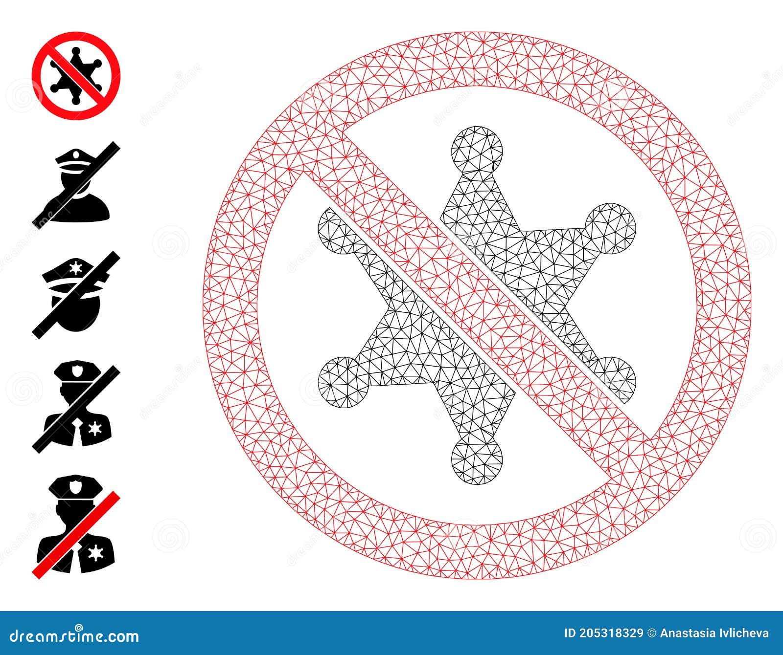 Web Network Stop Sheriff Star Icon with Simple Pictograms Stock Vector ...